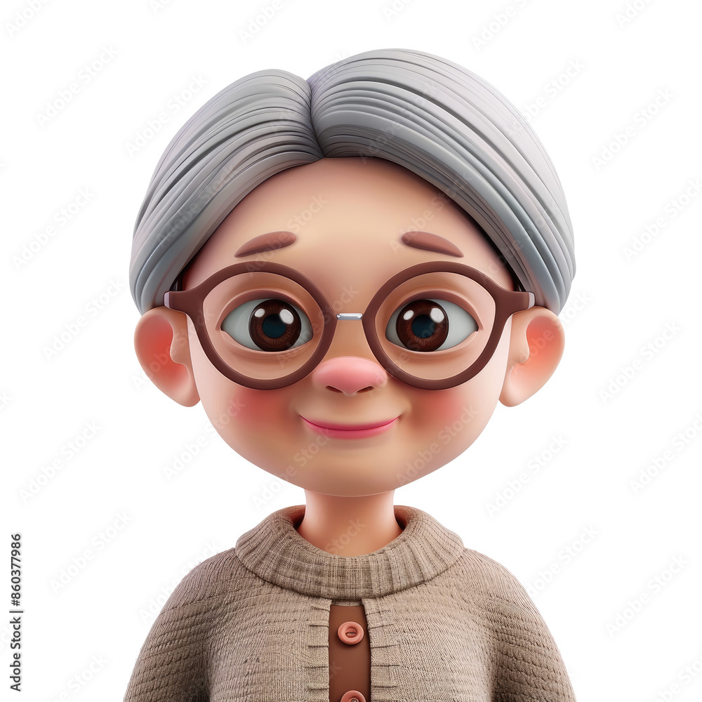 Beautiful happy grandmothe memoji, emoji icon 3d render isolated on ...