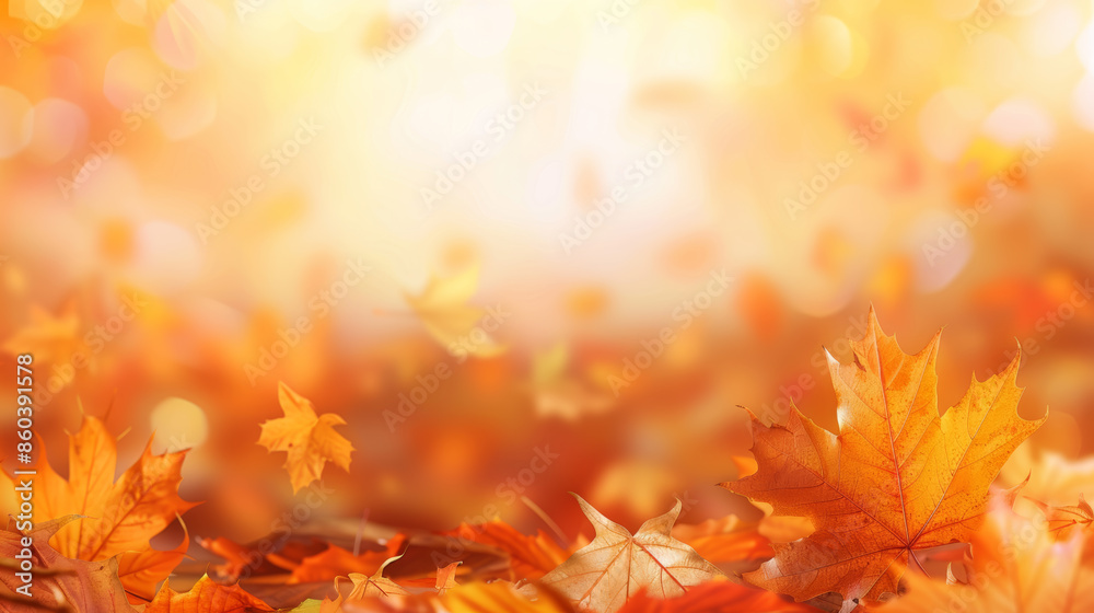 Maple leaves in autumn colors. Beautiful fall colors, defocused image ...