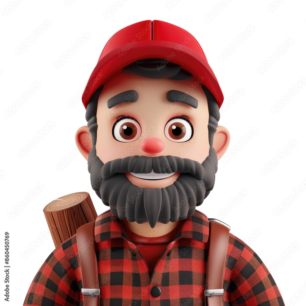 bearded man lumberjack memoji, emoji icon 3d render isolated on white ...