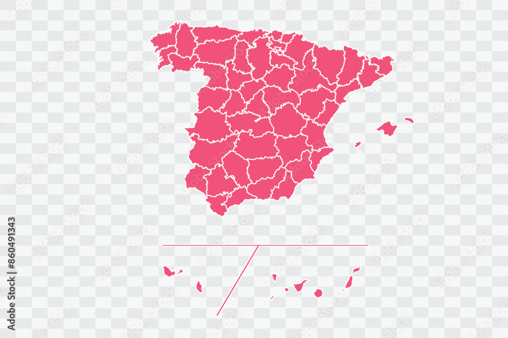 Spain Provinces Map punch Color Background quality files png Art ...