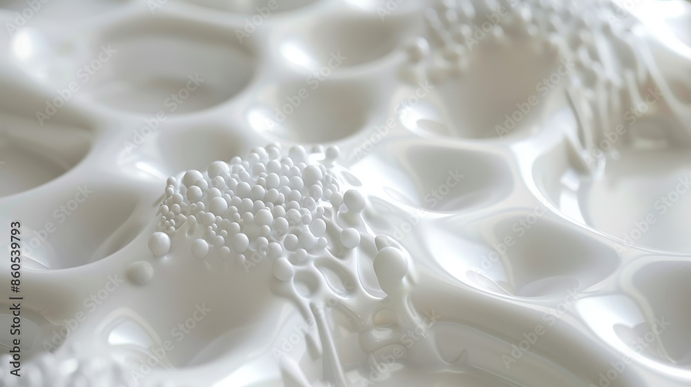 Macro shot of milk droplets forming intricate patterns on a smooth ...