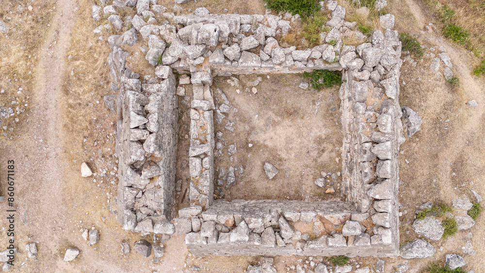 Ancient Greek pyramid building at Peloponnesus, Elliniko village ...