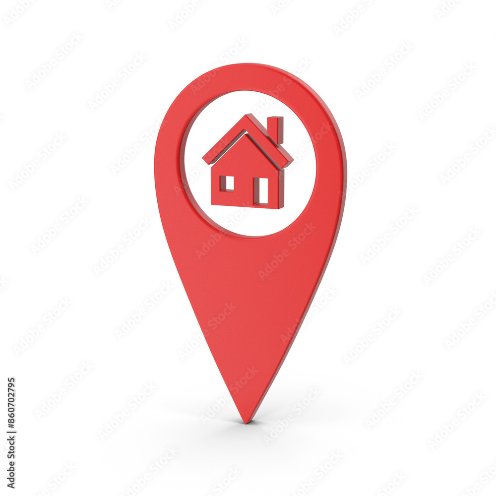 3d pinpoint home , 3d map pointer. Red navigator symbol isolated on transparent background Stock ...