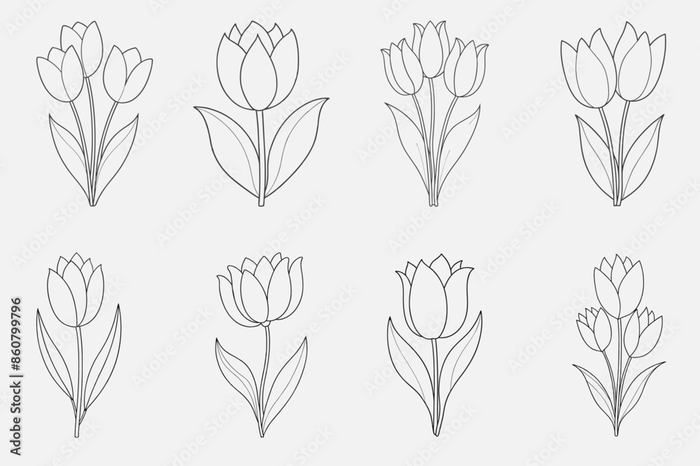 Tulip line art silhouette vector tulip, vector, line, art, silhouette ...