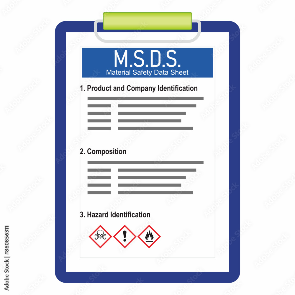 Vector illustration of safety data sheet document paper form for ...