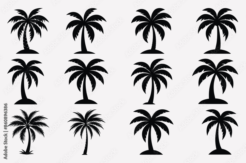 palm tree line art silhouette vector palm, tree, vector, line, art ...