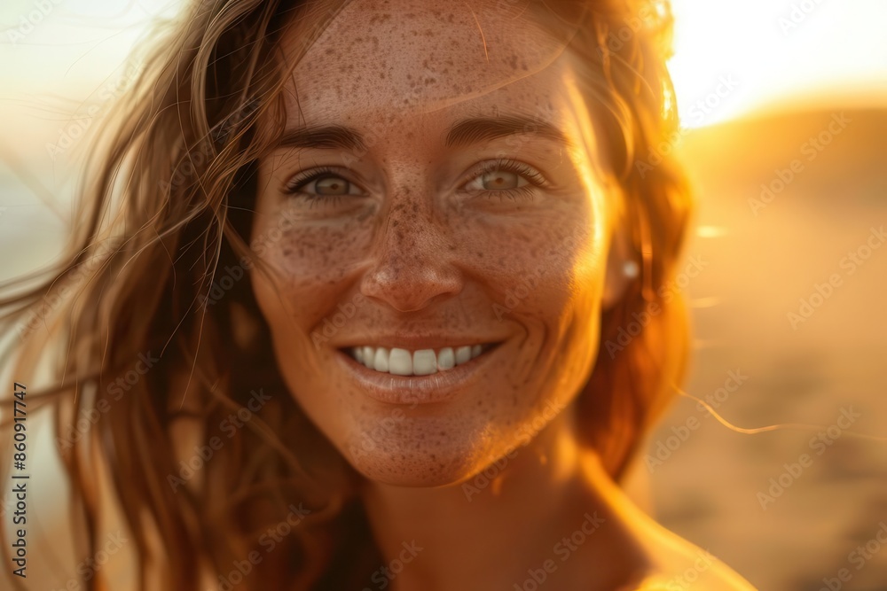 radiant authenticity candid portrait of a woman with laugh lines and ...
