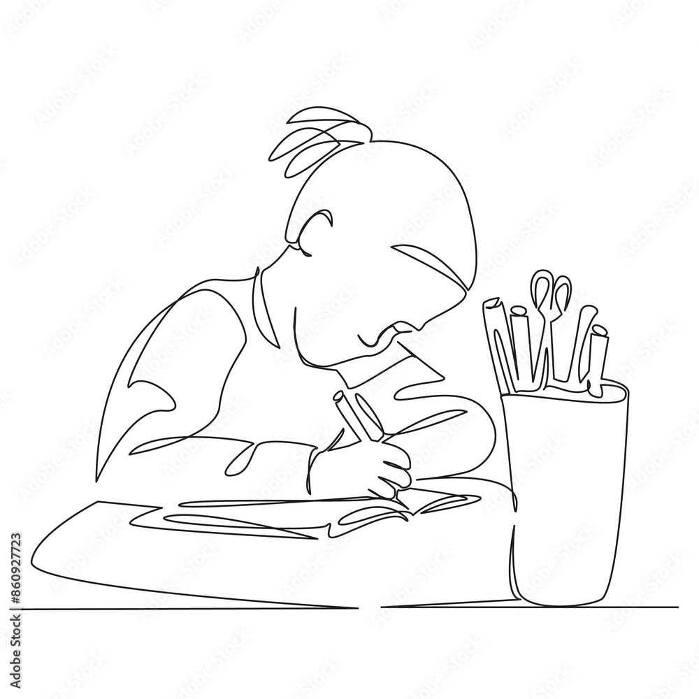 One continuous line drawing on a white isolated background. Linear ...