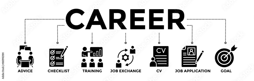 Career banner icons set. Vector graphic glyph style with icon of advice ...
