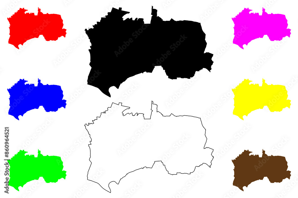 Nerima City (State of Japan, island country, Tokyo region) map vector ...