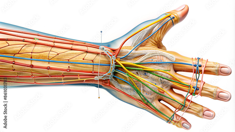 Foto de Stock median, ulnar, and radial nerves in the arm with detailed ...