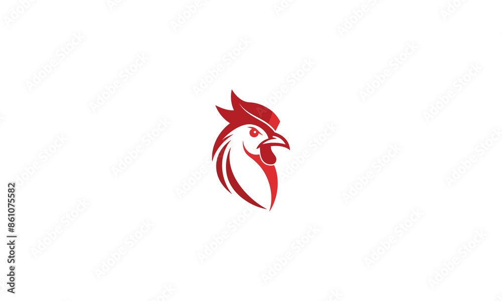 Vector icon of a simple abstract chicken rooster face mascot logo on a ...