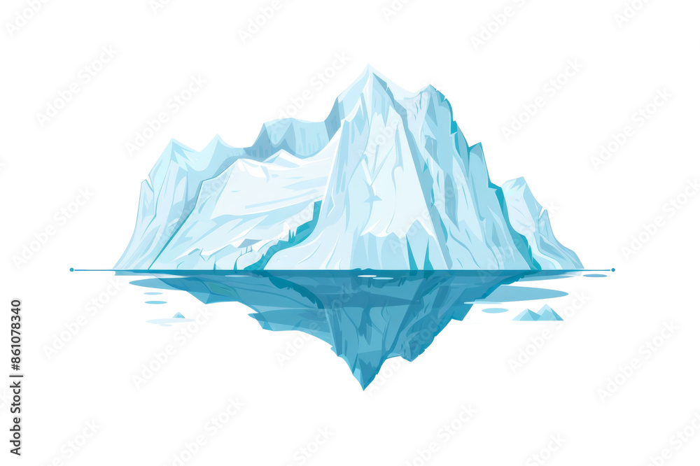 Illustration of a large, floating iceberg with underwater portion ...