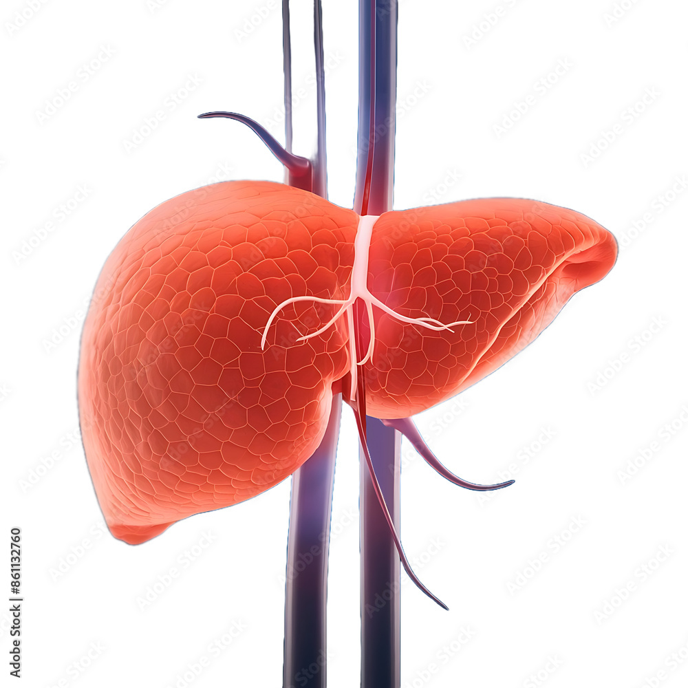 Detailed Anatomical Diagram of a Human Liver Isolated Background ...