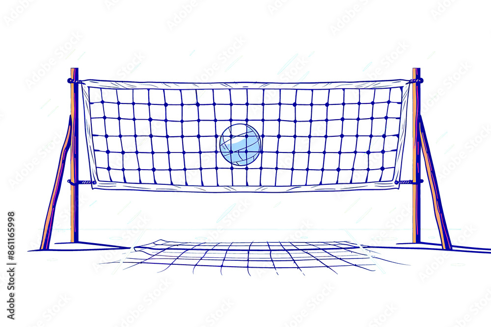 Cartoon style volleyball net illustration for poster background use ...