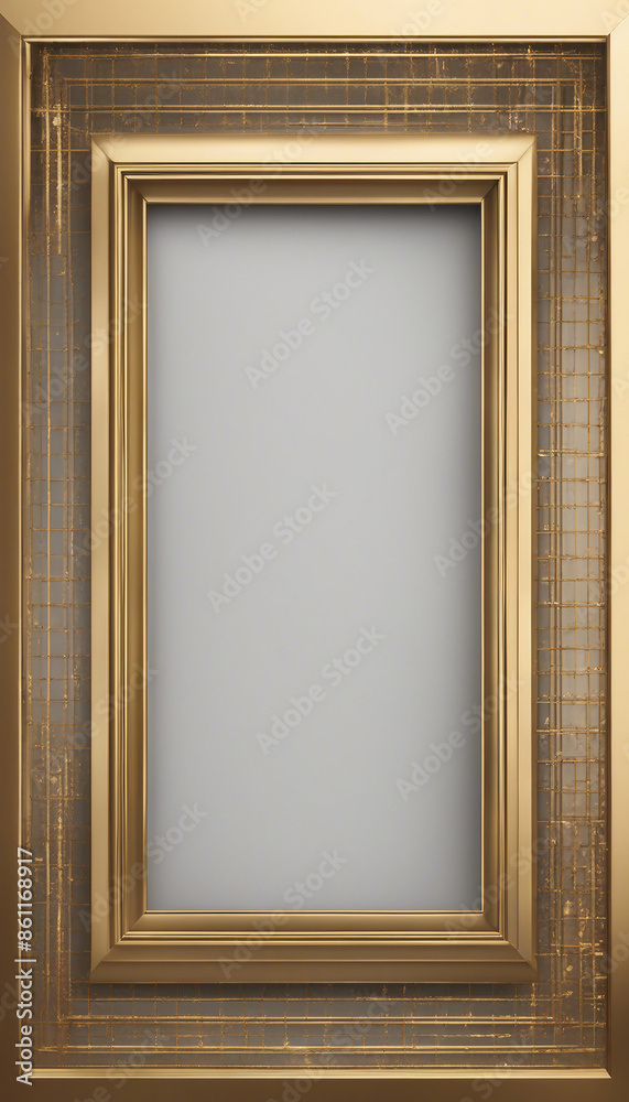 Double line rectangle golden frame isolated on transparent background ...