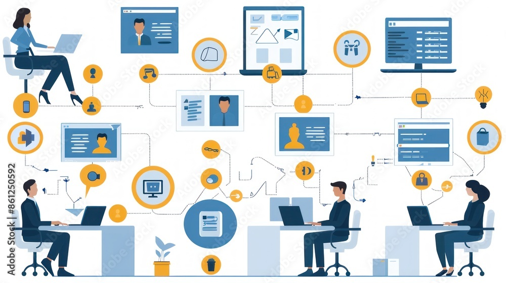 Flowchart showing the stages of a sales process. Includes lead ...