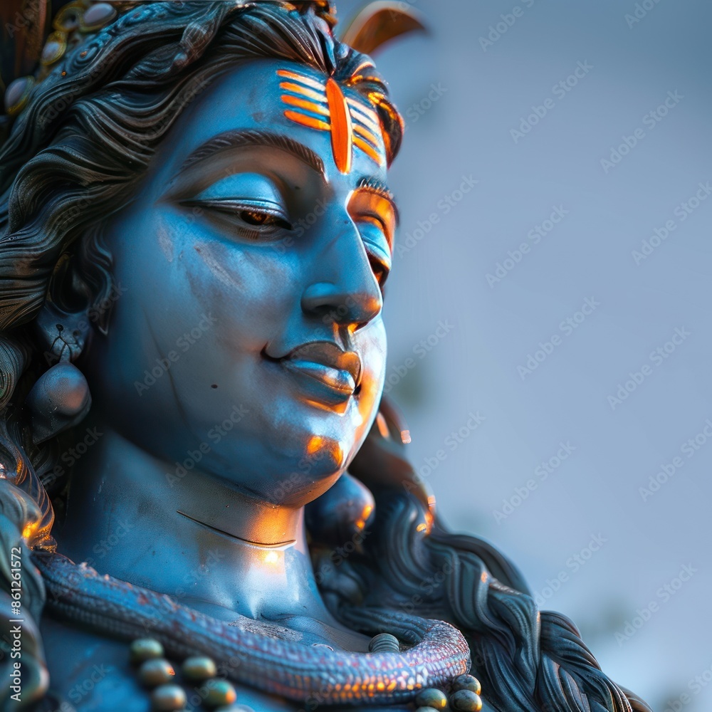 ภาพถ่าย Stock statue of lord shiva in deep meditation. lord shiva ...