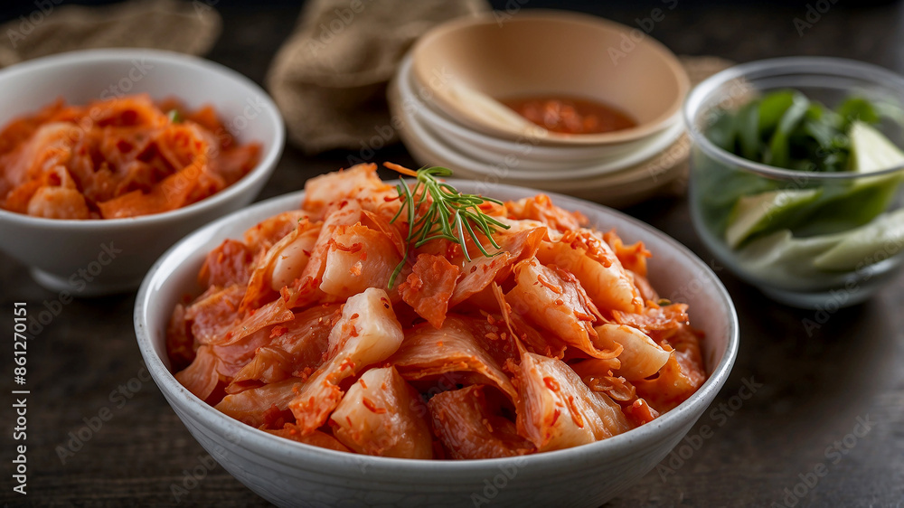 Korean Kimchi inviting Korean kitchen with warm, earthy tones. Rustic ...