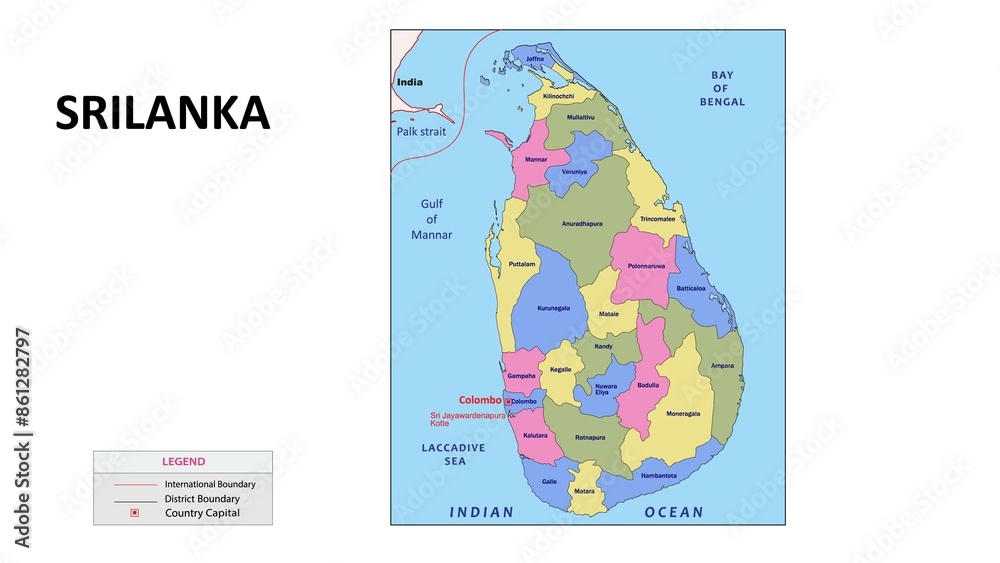 Sri Lanka Map. State and union territories of Sri Lanka with ...