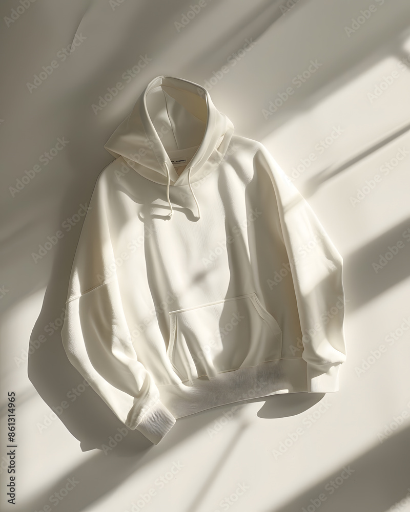 Men's white blank hoodie template,from two sides, natural shape on invisible mannequin, for your ...