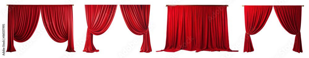 Theater red curtain design set Stock Illustration | Adobe Stock