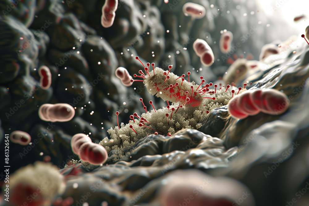 Human Body's Defense Mechanism: White Blood Cells Phagocytizing ...