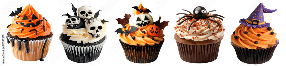 Halloween Cupcake muffin with icing frosting topping of witch hat, Jack ...