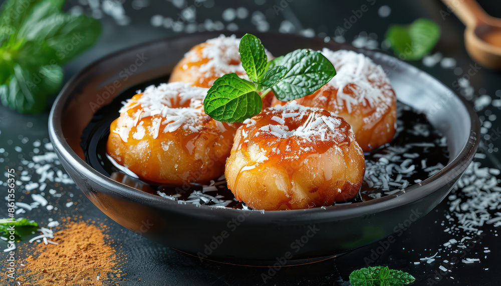 Photo Stock Thai Fried Banana Fritters with Coconut Discover the Best ...