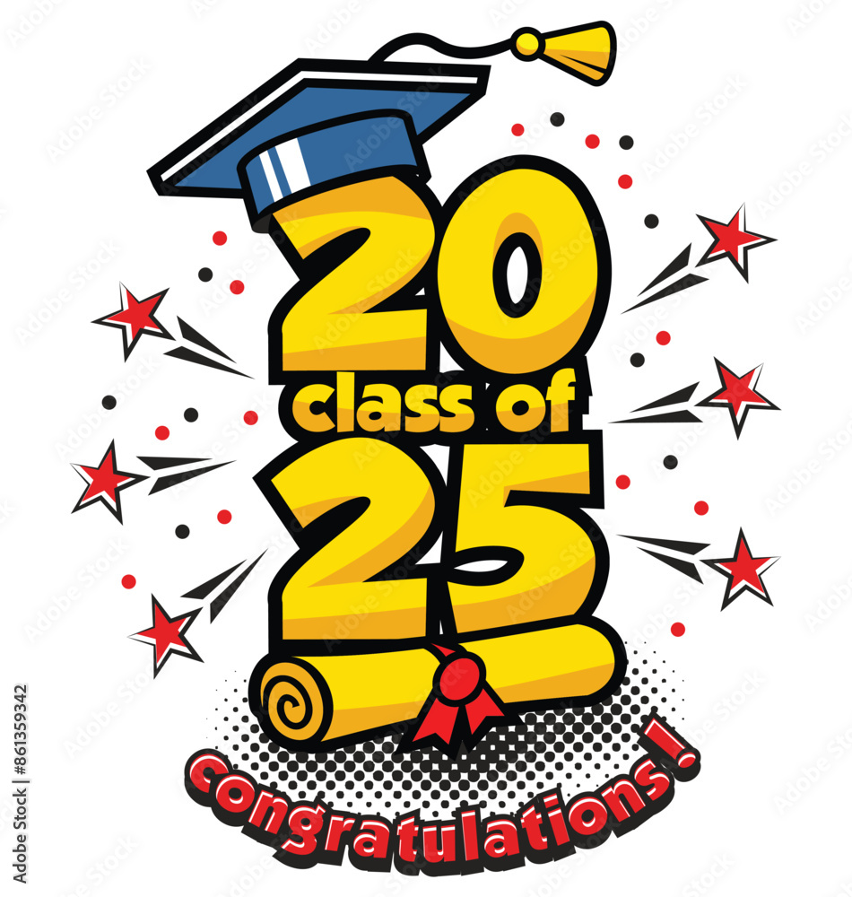 2025 class graduate header. Decorate congratulation for school ...
