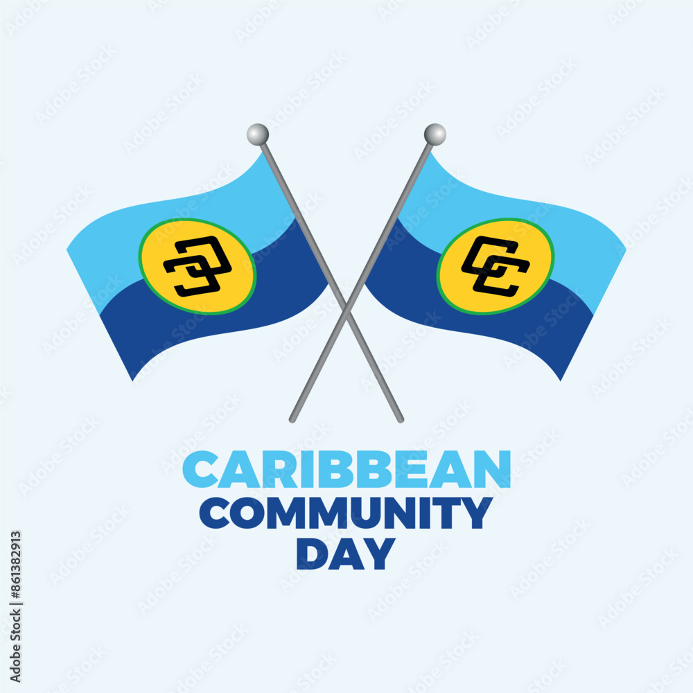Caribbean Community Day poster vector illustration. Two crossed CARICOM ...
