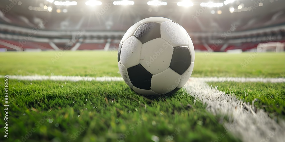 Exciting soccer game in a brightly lit stadium during a championship ...