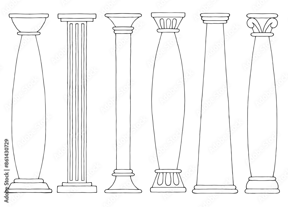 Column set graphic black white isolated sketch illustration vector ...
