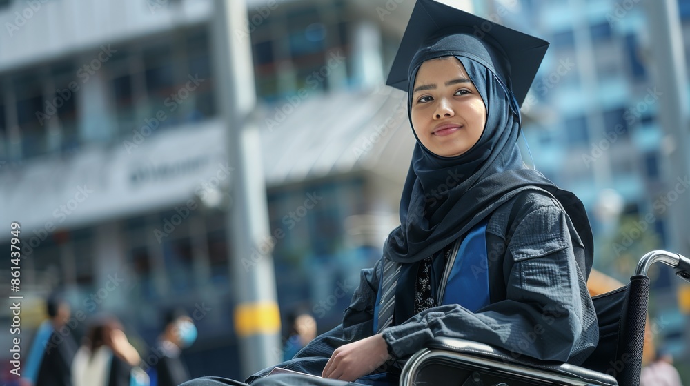 disabled muslim girl at graduation ceremony Stock Photo | Adobe Stock