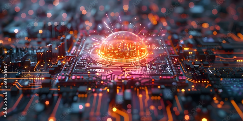 Visualize quantum processor chip with dynamic display of superconducting circuits and particles ...