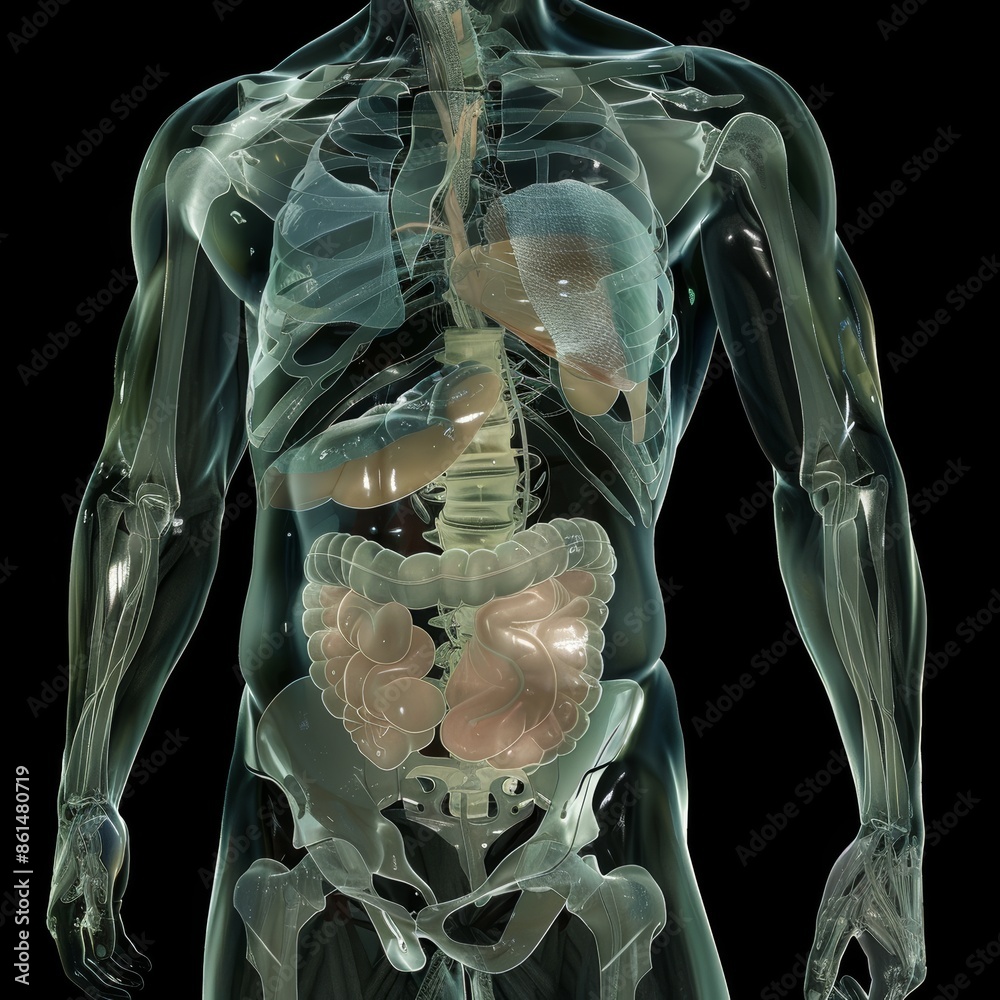 Stock-Illustration „Artistic digital depiction of a human torso in X ...