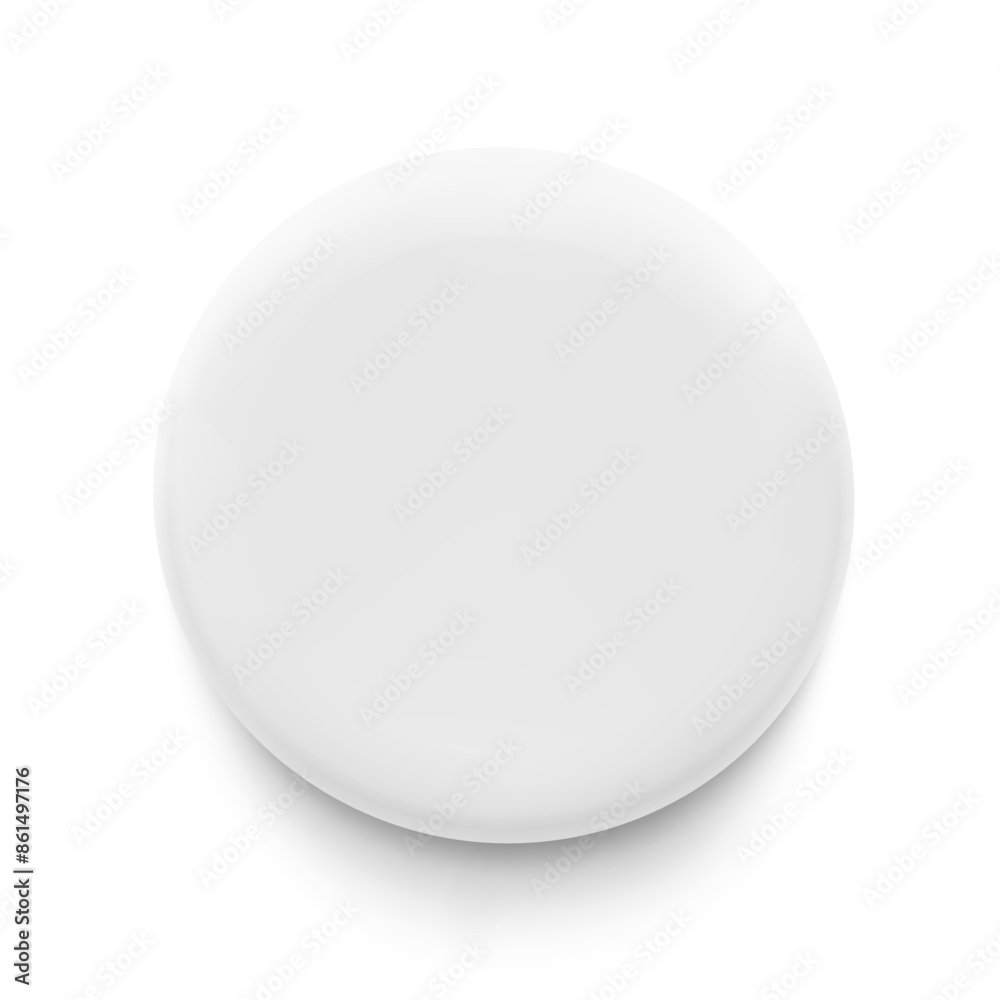 White pin button badge mockup. Vector illustration isolated on white ...