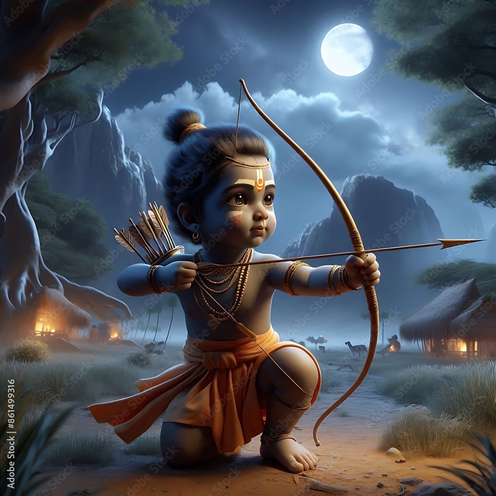 Ramanavmi, Lord Rama, Ram, Ayodhya, Cute kid Rama Stock Photo | Adobe Stock