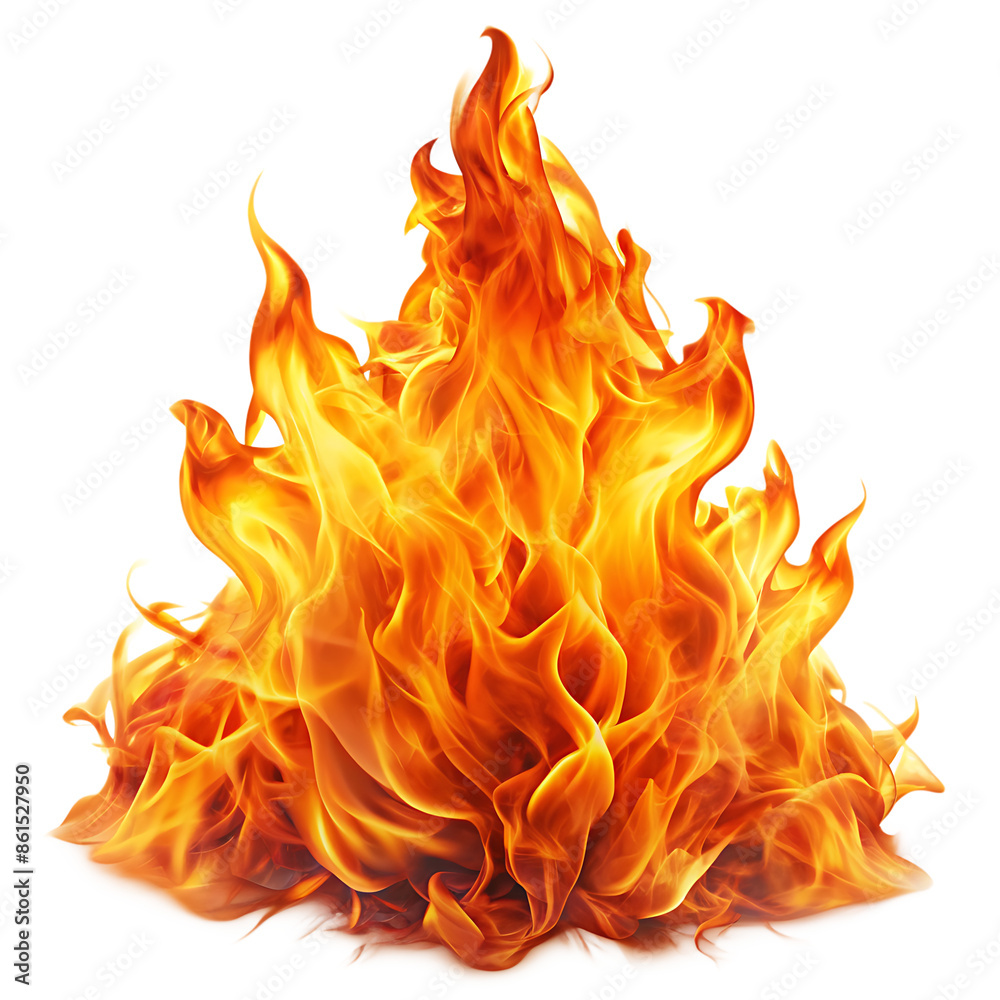 Bright and dynamic fire flames isolated on white background PNG, AI ...