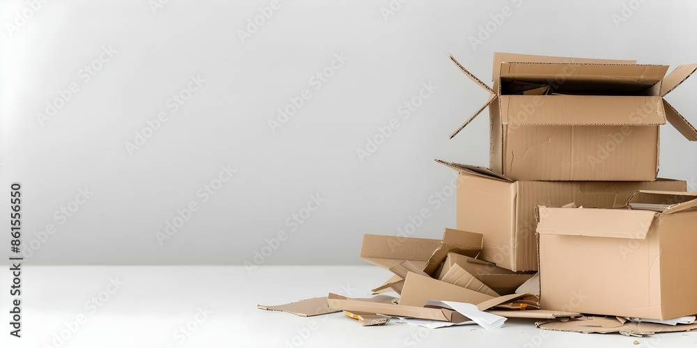 Pile of cardboard boxes and paper waste for recycling or reuse. Concept ...