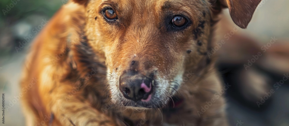 Atopic dermatitis in a dog. Allergic reaction in animals. Copy space ...