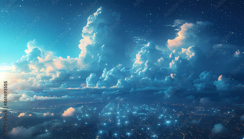 Server Farms Across the Landscape, A panoramic view of vast landscapes ...