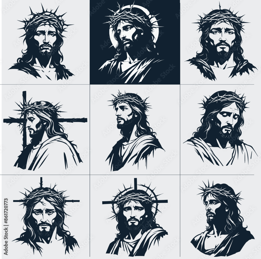 Jesus Christ Crown of Thorns Cross Svg Stock Vector | Adobe Stock