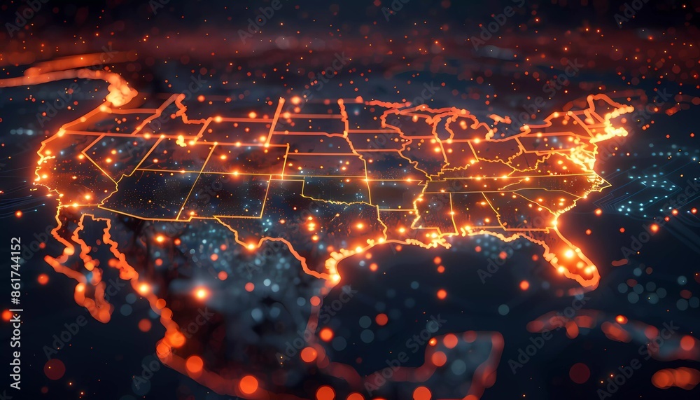Grid of Information, grid-like structure superimposed over a map of ...