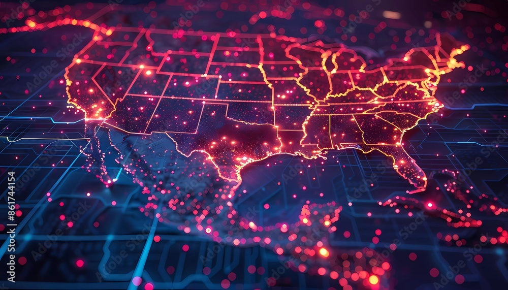 Grid of Information, grid-like structure superimposed over a map of ...