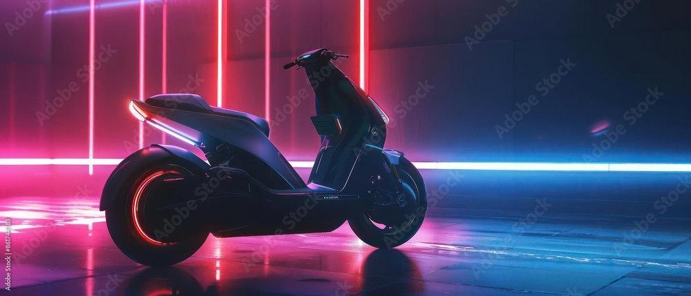 Futuristic digital scooter with sleek design elements and glowing ...