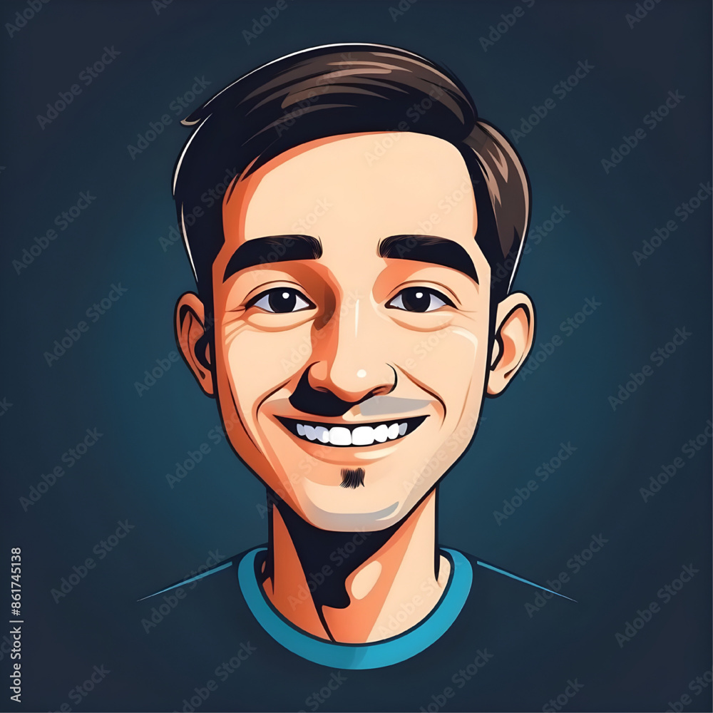 Smiling Cartoon Avatar: A cheerful and friendly cartoon avatar with a ...