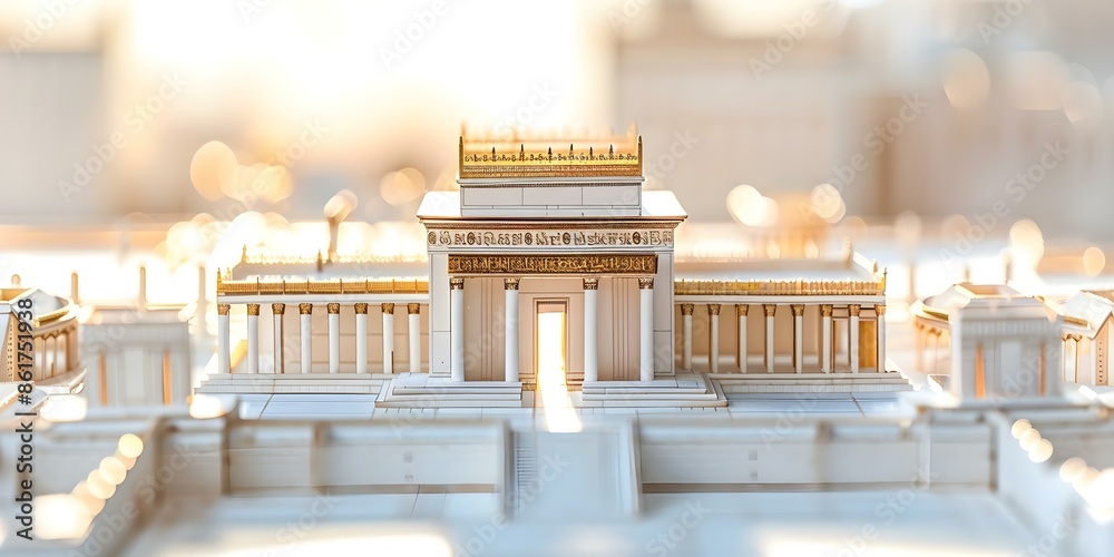 The Third Temple of Solomon depicted on a white background. Concept ...