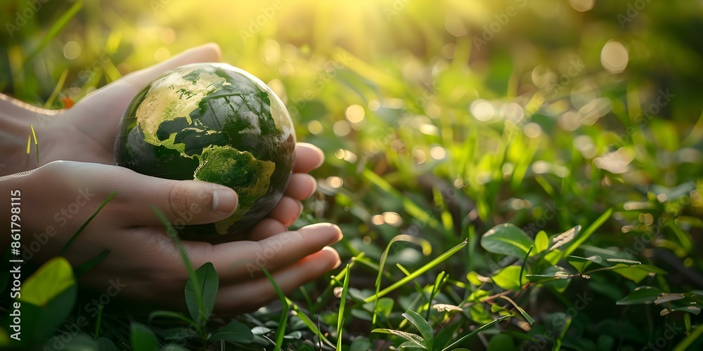 Protecting and caring for the environment and its habitats. Concept Eco ...