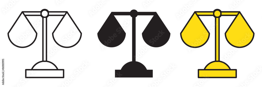 Vector Black and White Scales Icon for Balance or Comparison, Depicting ...